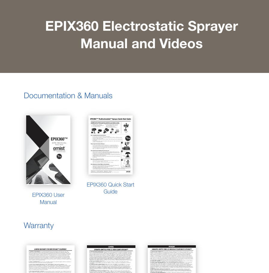 EPIX360 Electrostatic Sprayer Manual and Videos - EMist